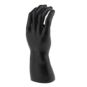 Dovewill Plastic Male Mannequin Right Manikin Arm Hand for Jewelry Bracelet Watch Ring Display Holder Stand Dummy Model Free Standing Black White - Black