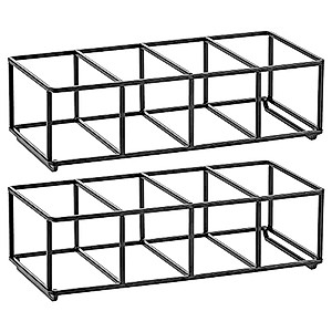 mDesign Stackable, Metal Geometric Free-Standing Water Bottle and Wine Rack Storage Organizer for Kitchen Countertops, Pantry, Fridge - Holds 8 Bottles - 2 Pack - Matte Black