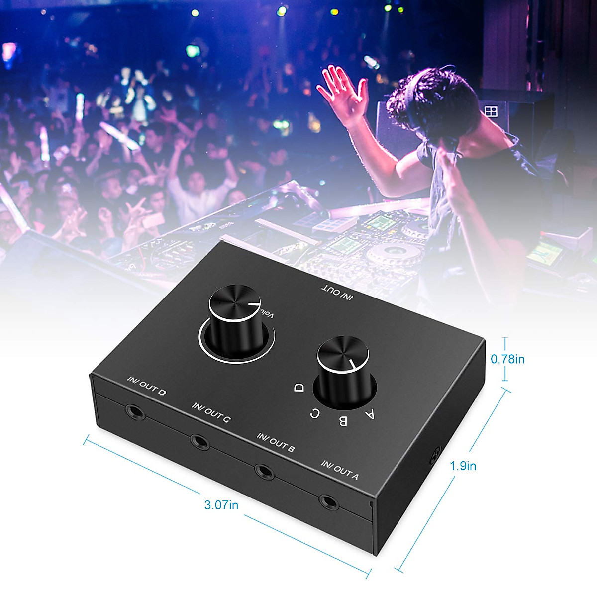 3.5mm Audio Selector Audio Switcher, Speaker Switch, AUX Switch Box, AB Switcher Selector, Bi-Directional (3.5mm 1In-4Out/4In-1Out)
