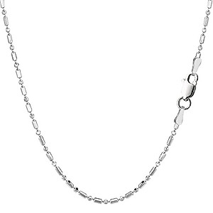 Jewelry Affairs Sterling Silver Rhodium Plated & Diamond Cut Bead Chain Necklace, 20"