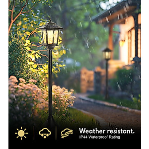 PASAMIC 63" Solar Lamp Post Lights 2Pack, Outdoor Post Lights Waterproof, Pole Lights Outdoor, Decorative Floor Lamp for Patio, Warm White, Replaceable Bulb