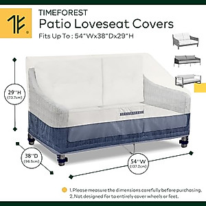Time Forest Patio Loveseat Covers, 100% Waterproof Patio Furniture Covers, Heavy Duty Outdoor couch cover Waterproof, lawn Garden Outdoor Furniture Cover Waterproof,Fog/Navy 60Wx34Dx30H Inch