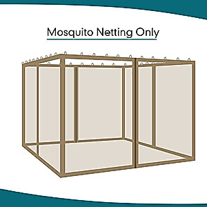 Gazebo Universal Replacement Mosquito Netting - Wonwon Outdoor Gazebo Canopy 4-Panel Screen Walls with Zipper for 10' x 12' Gazebo (Mosquito Net Only) (Khaki)