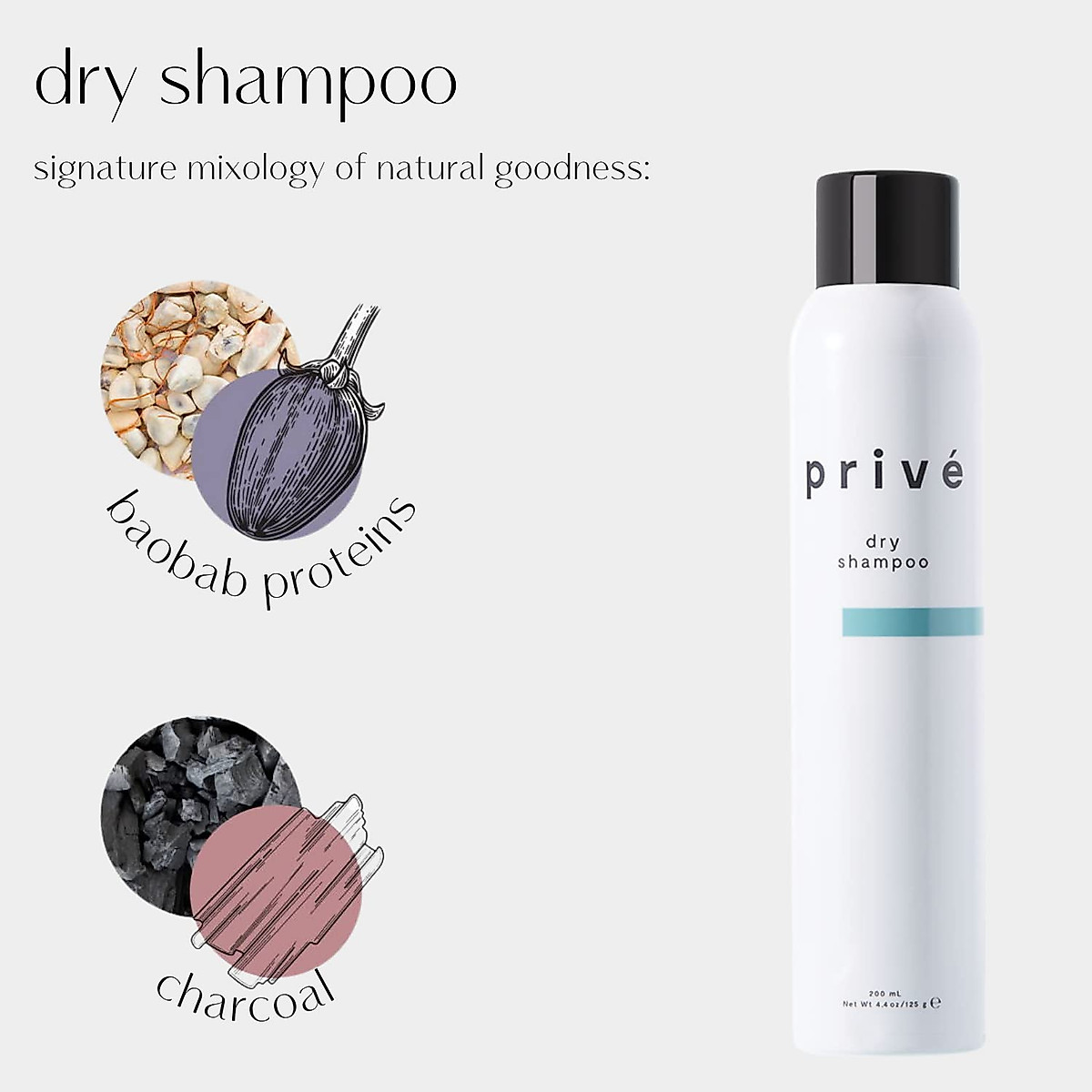 Privé Dry Shampoo Spray – Cleans Hair and Scalp, Leaving No White Residue and Imparts Incredible Volume, for All Hair Types (4.4 oz)