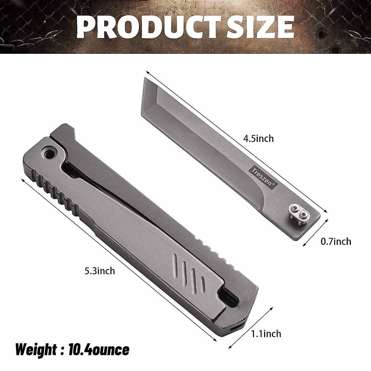 Treszen Folding Knife, Pocket Knife, 9.1″ Steel Blade, Outdoor Hunting Sharp Knife, Camping Folding Knife