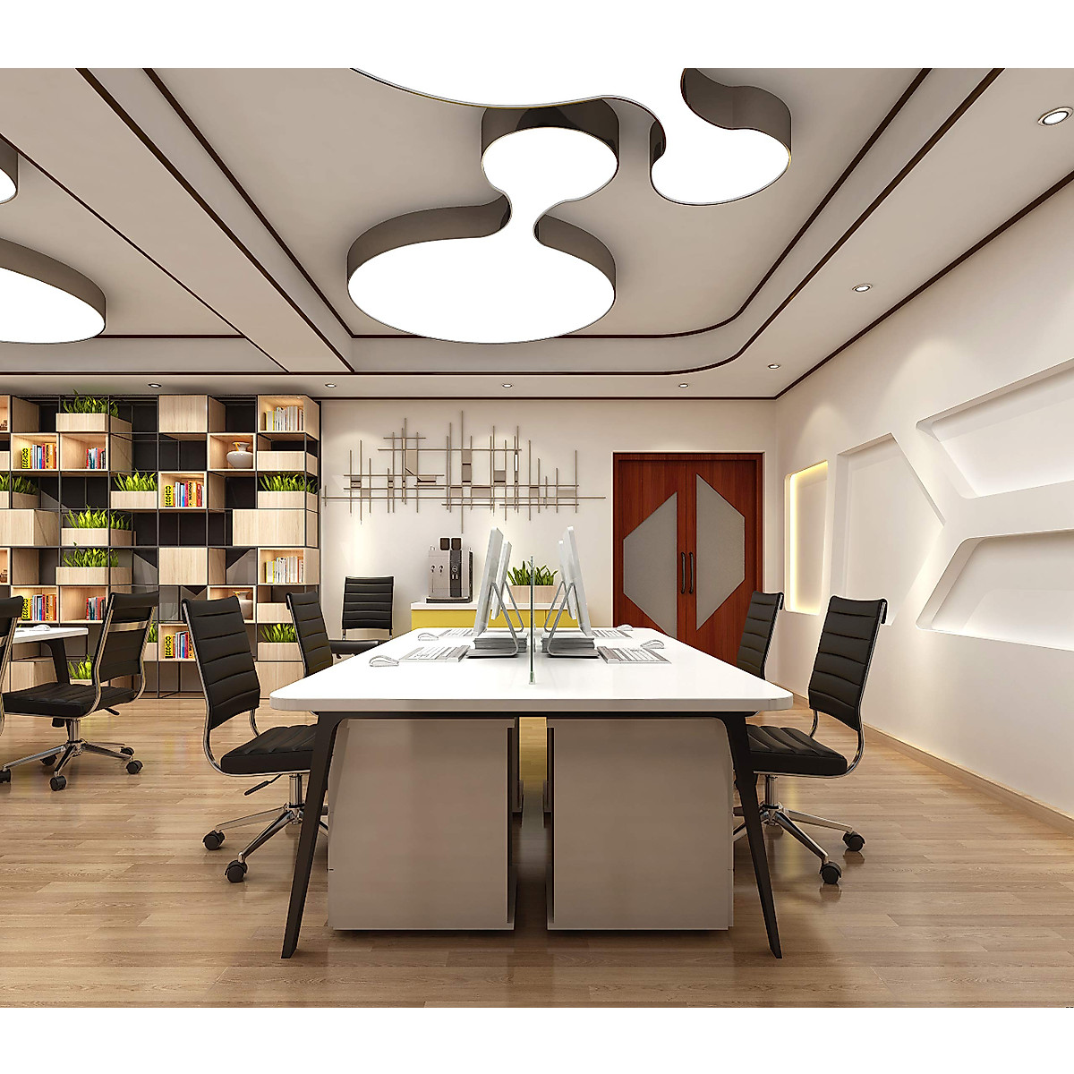 2xhome Black Modern Ergonomic Executive Mid Back PU Leather No Arms Rest Tilt Adjustable Height Wheels Cushion Lumbar Support Swivel Office Chair Conference Room Home Task Desk Armless