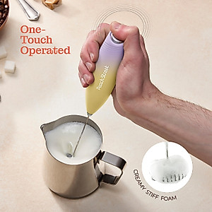 Powerful Handheld Milk Frother, Mini Milk Foamer, Battery Operated (Not included) Stainless Steel Drink Mixer with Frother Stand (Lavender Banana)