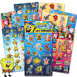 Nick Shop Spongebob Squarepants Sticker Set for Kids and Adults - Spongebob Sticker Bundle with 144 Spongebob Stickers for Party Favors (Spongebob Party Supplies)
