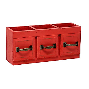 Boston Warehouse Rustic Farmhouse Flatware Caddy, 3 Section, Wood with Drawer Pulls