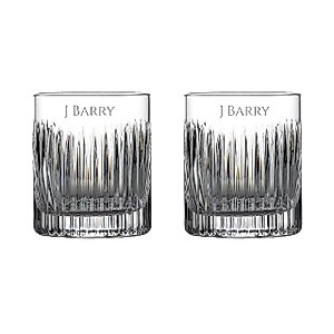 Waterford Personalized Aras Double Old Fashioned Whiskey Glasses, Set of 2 Custom Engraved Crystal Rocks Glasses for Bourbon, Scotch, Rye, Cocktails, Home Bar Accessories