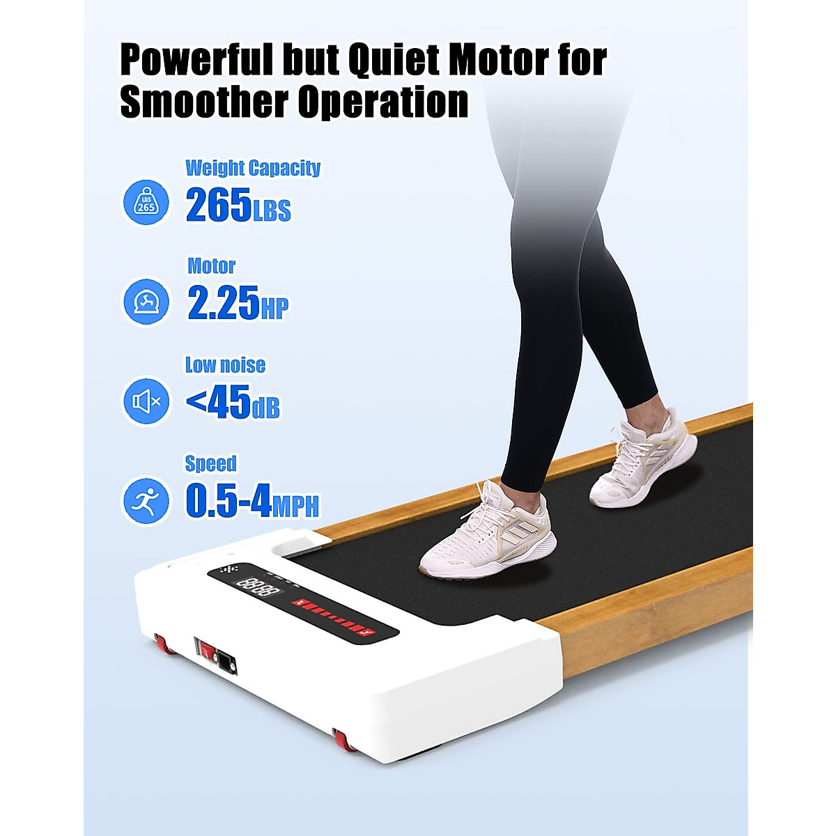 Walking Pad Under Desk Treadmill, Portable Treadmills Motorized Running Machine for Home, 2.25HP Mini Treadmill No Assembly Required Remote Control, 265 Lb Capacity
