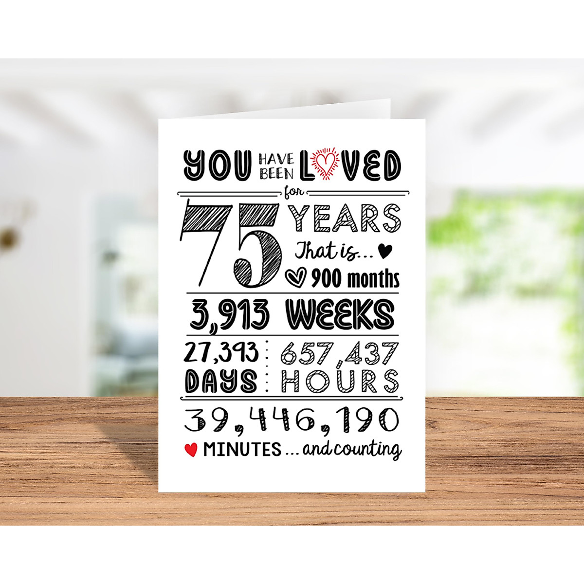 Katie Doodle 75th Birthday Card - Super Cute 75th Birthday Gifts for Women, 75th Birthday Gifts for Men, 75th Birthday Decorations Women, 75th Birthday Decorations for Men - Includes Card & Envelope