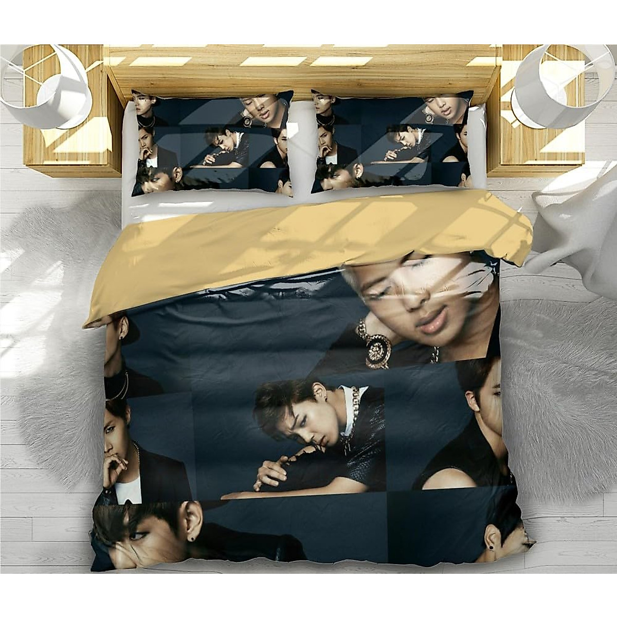 MattUi K-Pop Idol 3D Printed Bedding Set, Kids Youth Duvet Cover Set, Microfiber for Girls and Boys, Comes with 2 Pillowcases (1,Twin 68x86in + 20x30in)