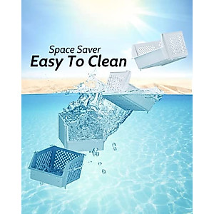 Skywin Plastic Stackable Storage Bins for Pantry - Stackable Bins For Organizing Food, Kitchen, and Bathroom Essentials (White)