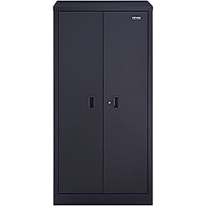VEVOR Metal Storage Cabinet, 200 lbs Load Capacity per Shelf, 70'' Tall Lockable Powder-Coating Steel Garage Cabinet with 4 Adjustable Shelves, Magnet Doors & Lock, Perfect for Office Home Garage
