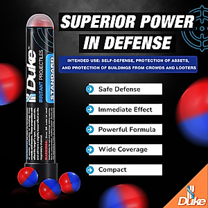 Duke Standard 68 Caliber Self Defense Balls - Pepperspray Balls, 68 Caliber Projectiles, .68 Caliber Defense Balls, 68 Cal Ammo Pepper Gas Spray Rounds, Pepper Ammo Ball, 7 Count Tube - 1% PAVA+1% CS