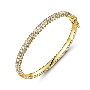 Barzel 18K Gold Plated Crystal Bling Eternity Bangle Bracelet (Gold)