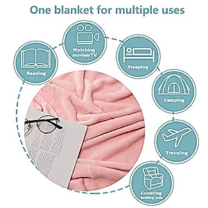 NANPIPER Fleece Blankets, Super Soft Flannel Queen Size Blanket for Bed, Luxury Cozy Microfiber Plush Fuzzy Blanket,Pink