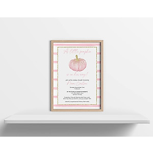 Baby Shower Invitation Pumpkin Theme For Girl Fall Customizable Personalized Invite (12 count)
