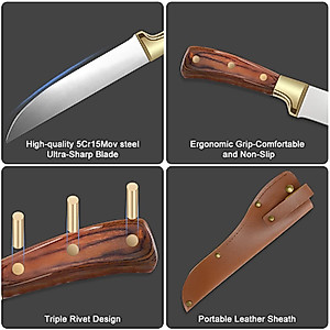 XTD Chef Knife with Sheath Professional 7 Inch Kitchen Knife, Viking Boning Knife for Meat Cutting, High Carbon Stainless Steel Sharp Filleting Knives with Full Tang Ergonomic Handle with Gift Box