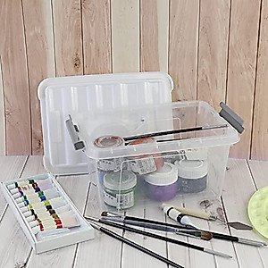 Ramddy Clear Plastic Bins with Lid, 5 Liter Latching Box with Handles, 6 Packs