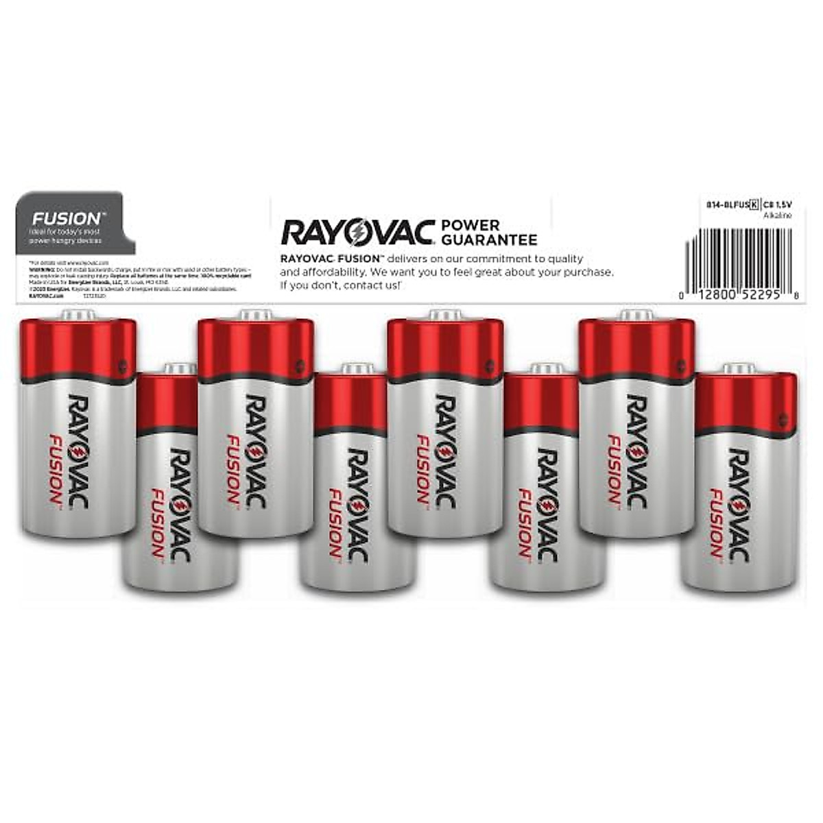 Rayovac Fusion C Batteries, Premium Alkaline C Cell Batteries (8 Battery Count)