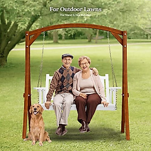 VINGLI Upgraded Heavy Duty 880 LBS 4 FT Patio Wooden Porch Swing Solid Fir Wood, Outdoor Handing Swing Bench for Garden | Yard | Balcony | Tree, White