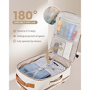 LOVEVOOK Travel Backpack for Women Men as Personal Item Flight Approved, 40L Luggage Carry On Backpack,17.3inch Large Daypack Laptop Backpack Waterproof Outdoor Sports with 3 Packing Cubes,Beige-Brown