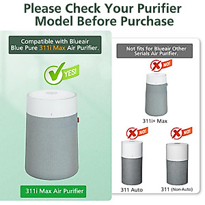 2 Pack 311i Max Replacement Filter Compatible with Blueair Blue Pure 311i Max Air Purifiers, H13 True HEPA and Activated Carbon Air Filter for Blue Pure 311i Max, Compare to part #F3MAX