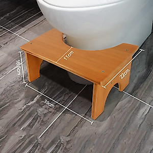 Bamboo Toilet Stool for Adults, JACNITAD 6.5" Toilet Poop Stool, Bathroom Toilet Stool with Non-Slip Mat for Adults Children, Original Simple Design Healthy Portable Adult Toilet Poop Stool (Tan)