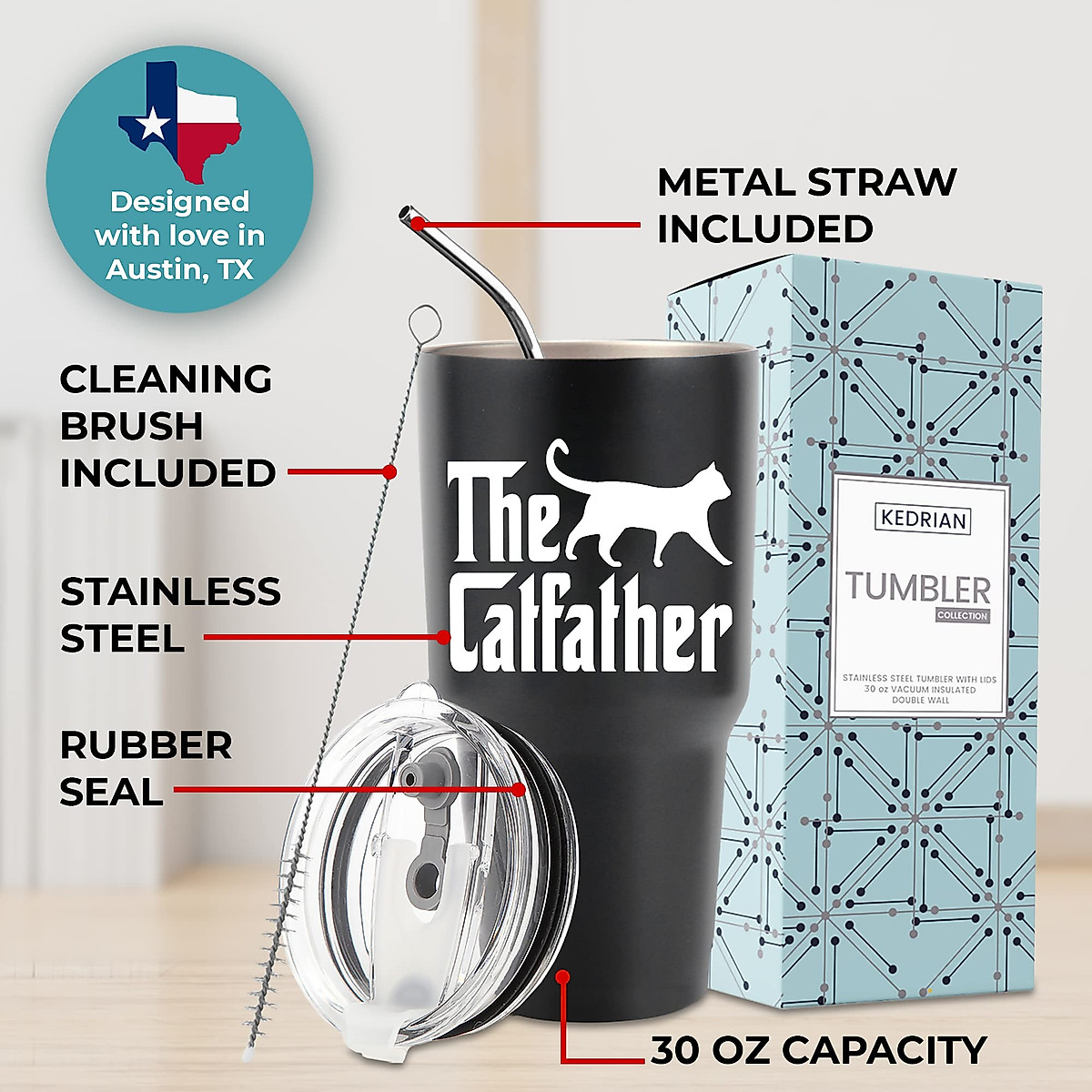 Cat Dad Tumbler 30oz, Cat Lovers Gifts For Men, Cat Dad Gifts For Men, Best Cat Dad Mugs For Men, Cat Dad Gifts Funny Cat Gifts For Men Cat Lovers, Gifts For Cat Lovers Men, Cat Themed Gifts For Men