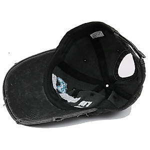 Retro wash Embroidered Baseball Cap Do Not Disturb I'm Gaming Hat Lady with Ponytail Men's Adjustable Cap (Black with Horsetail)