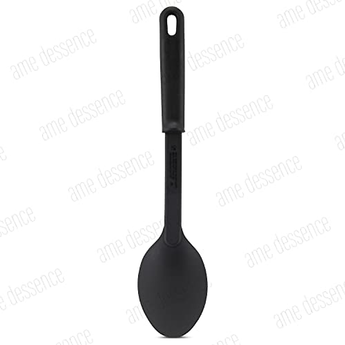 AME D'ESSENCE  Solid Cooking Spoon 11 1/2 inch Black Nylon 410ºF Heat Resistant Serving Spoon with Ergonomic Handle Kitchen Gadgets for Cooking