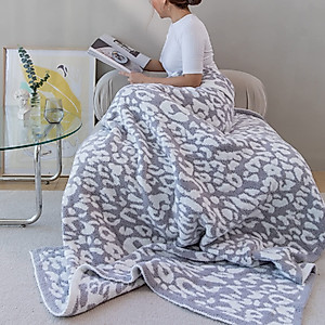 MH MYLUNE HOME Ultra Soft Micro Plush White Grey Leopard Blanket (51x63 inches) Warm Reversible Cheetah Blanket Leopard Pattern Throw for Couch Bed Sofa