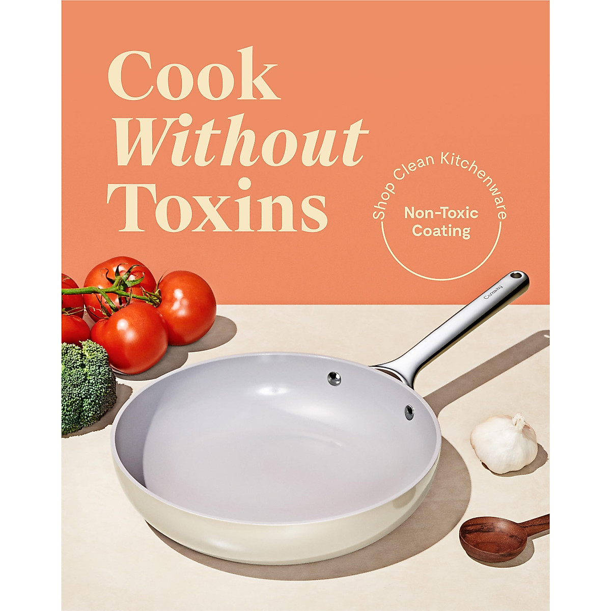 Caraway Fry Pan Trio - Non-Stick Frying Pans (10.5” & 8”) & Non-Stick Saute Pan - Non Toxic, PTFE & PFOA Free - Oven Safe & Compatible with All Stovetops (Gas, Electric & Induction) - Cream