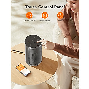 GoveeLife Space Heater for Indoor Use, 1500W Fast Electric Heater with Smart Thermostat, Wi-Fi App & Voice Remote Control, Small Heater Safety for Bedroom Home Indoors Office Desk Portable, Grey