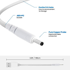 USB Charger Cable for FOREO Luna 4/Luna 4 GO/Luna 3/ Luna Mini 3/ Luna Mini 2/Luna Play Plus Facial Cleanser Replacement Charging Cable Compatible with Luna Series Facial Cleanser (White,1 Pack)