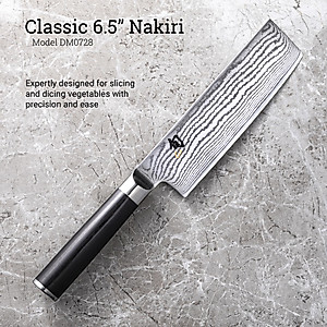 Shun Cutlery Classic Nakiri Knife 6.5", Ideal Chopping Knife for Vegetables and All-Purpose Chef Knife, Professional Nakiri Knife, Handcrafted Japanese Kitchen Knife