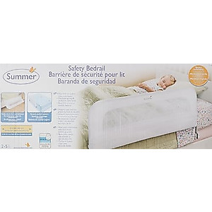 Summer Infant Single Fold Safety Bedrail, White, Metal and Fabric Bedrail for Toddlers, 42.5” Long, Fits Twin, Full, and Queen Beds and Accommodates Thick Mattresses and Platform Beds