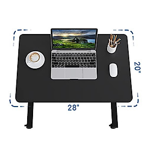 bilbil Pneumatic Mobile Desk, Gas-Spring Height Adjustable Sit to Stand Desk, Overbed Laptop Table Computer Cart with Lockable Casters, Portable Work Table for Home, Office, Black