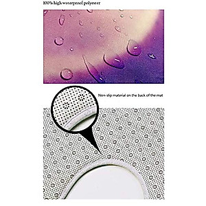 Classic African Black Women Bathroom Shower Curtain Sets with Rugs(Large), Purple Hair Black Girl Shower Accessories and Bathroom Decor, 4 pcs Set - 1 Shower Curtain & 3 Toilet Mat and Lid Cover