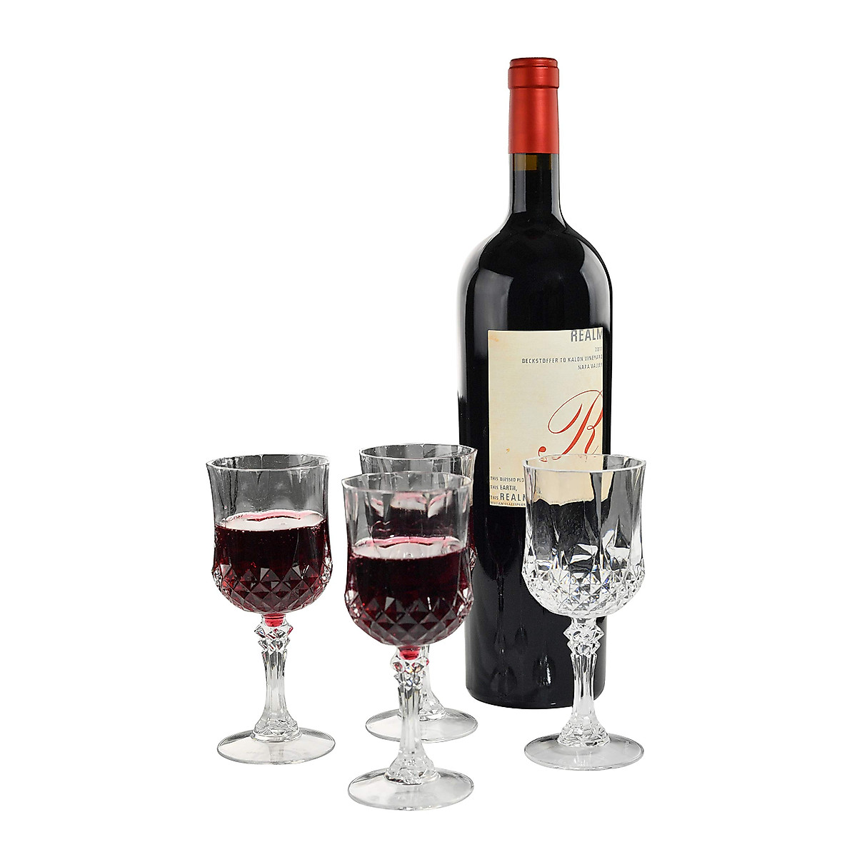 Home-X - Elegant Unbreakable Hard Plastic Crystal Goblets | Ideal For Wine & Champagne | Perfect Stem Glass For Parties, Weddings, Outdoor Events, BBQ and Picnics