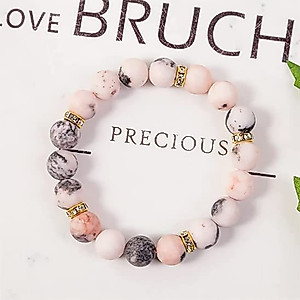 ZNDIJE Therapeutic Crystal Rose Quartz Bead Bracelet Fashion healthy crystal stone jewelry vitality extract Beaded charm chain bracelet bring good luck healthy women Bracelet (10mm), Pink, 18.5cm