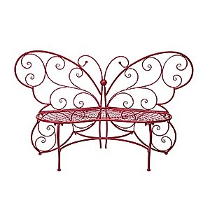 Alpine Corporation BAZ400RD Alpine Butterfly Metal Two People Outdoor Bench, 62" L x 26" W x 38" H, Red