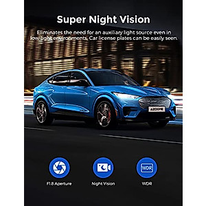 AZDOME 4K Dual Dash Cam, Built in WiFi GPS, with 64GB Card, Front 4K and Rear 1080P Car Dashboard Camera Recorder, 3.19" IPS, Night Vision, Capacitor, Parking Mode, Support 256GB Max M550-2CH