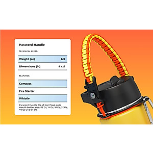 IRON °FLASK Iron Flask Wide Mouth Paracord Summer Bundle, Leak Proof, Durable, Insulated, Stainless Steel, Secure, Strong - 32oz Day & Night