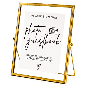 Calculs Please Sign Our Guest Book Sign For Wedding Photo Guest Book Sign Gold Floating Picture Frame Wedding Signs Place Card/Menu Holder 10”x8” Please Sign