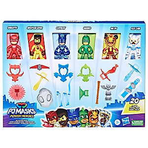 PJ Masks Power Heroes Meet The Power Heroes Figure Set with 6 Figures and 14 Accessories, Preschool Toys for Kids 3 Years and Up