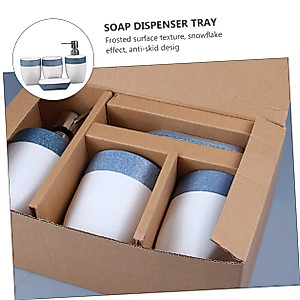 HOMSFOU 1set Bathroom Four Piece Set Bathroom Organizer Tray Ceramic Bathroom Accessories Liquid Castile Soap Foam Soap Cosmetic Bottle Dispenser Drain Bathroom Soap Dispenser Organizer