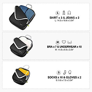 Gonex Compression Packing Cubes,3pcs L+M+S Expandable StorageTravel Bags Luggage Organizers(Black)
